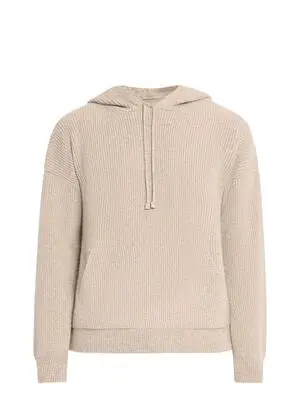 Bergdorf Goodman Cashmere English Rib Hoodie Navy