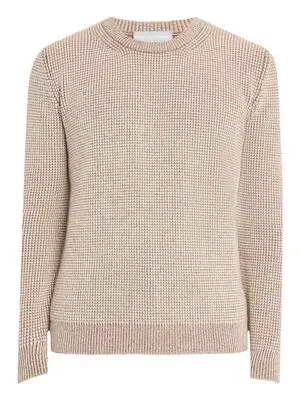 Bergdorf Goodman Cashmere Novelty Knit Crewneck Sweater - Brown