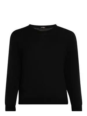 Kiton Cashmere And Linen Crewneck Sweater - Black