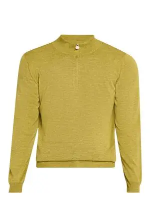 Kiton Cashmere And Linen Half-Zip Sweater Grn