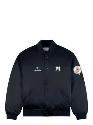 Aimé Leon Dore X New York Yankees Satin Varsity Jacket - Navy Blue