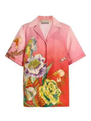 ALEMAIS Alémais Inez Ombre Floral Linen Shirt - Pink