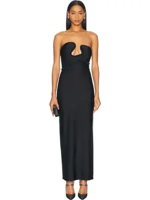 ADRIANA DEGREAS Waves Strapless Long Dress - Black