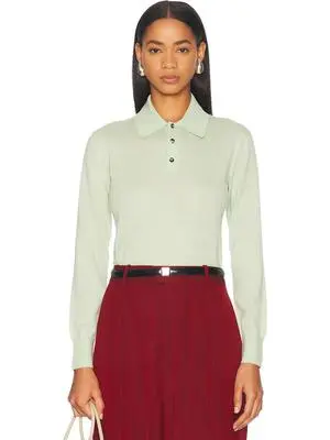 Bottega Veneta Long Sleeve Polo Top - Aquamarine