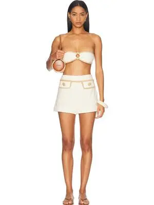 ADRIANA DEGREAS Terry Top And Short Set - Off White & Beige