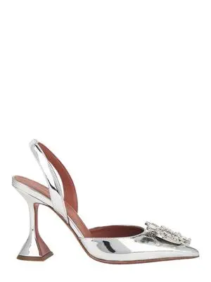 Amina Muaddi Begum 95 Mirror Sling Pumps - Silver