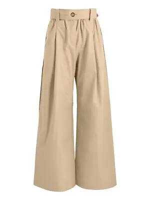 Moncler Wide-leg Cotton-blend Poplin Trousers - Beige