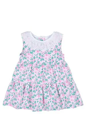 FLORENCE EISEMAN Floral Print Dress With Eyelet Collar - Pink