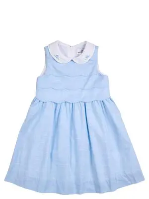 FLORENCE EISEMAN Linen-look Dress With Embroidery - Light Blue