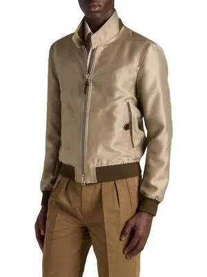 TOM FORD Wool Blend Twill Harrington Jacket - Fg796 Soft Military
