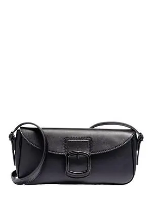 Santoni Leather Shoulder Bag With Buckle Detail - Black