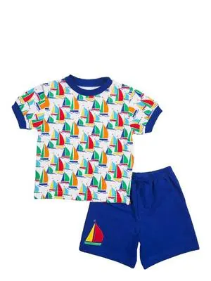 FLORENCE EISEMAN Sailboat Print T-shirt With Shorts - White / Multicolor