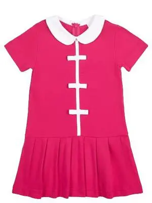 FLORENCE EISEMAN Knit Dress With Pleated Skirt And Bows - Fuchsia