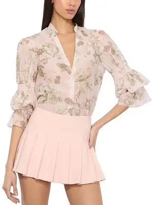 Alice + Olivia Ilan Floral Top - Pink Floral