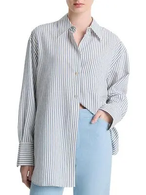 Vince Furrow Stripe Shirt - Blue/off White
