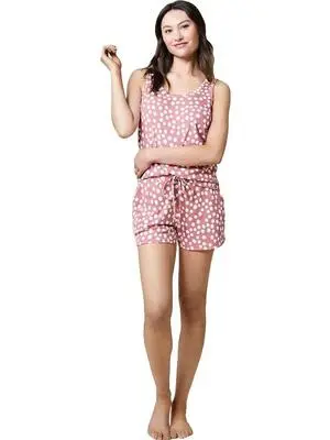 SOFTIES Ellascoop Tank And Shorts Sleepwear Set - Copper Rose Dot