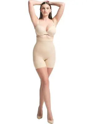 SKIMS Sheer Seamless High Waisted Mid Thigh Short - Sand