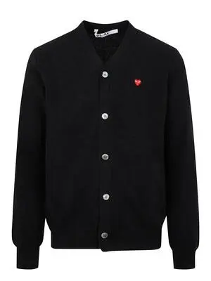 Play Comme Des Garcon Small Heart Cardigan - Black