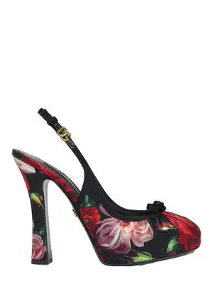 Dolce & Gabbana Floral Slingback Stiletto Pumps - Rose Black