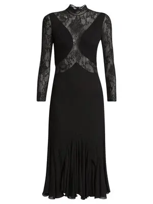 Givenchy Lace Inset Midi Dress - Black