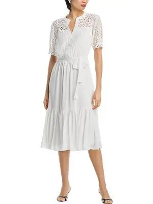 T Tahari Eyelet Midi Dress - White Star