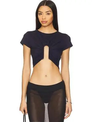 Susana Monaco Upside Down U Wire Short Sleeve Top - Midnight