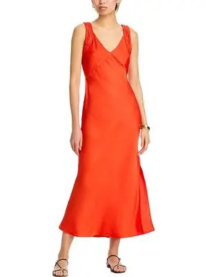 French Connection Ennis Satin Dress Miami Orange