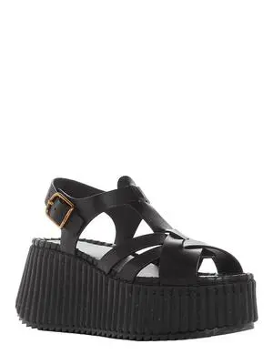 Chloé Nama Wedge Sandals - Black