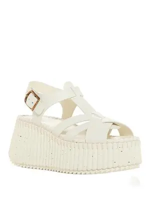 Chloé Nama Wedge Sandals - Eggshell