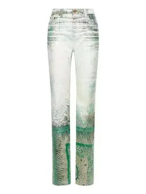 Roberto Cavalli Bandana-print Jeans - Green