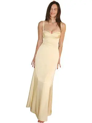 REFORMATION Petites Britney Satin Dress - Yellow
