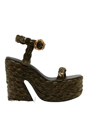 Cult Gaia Daelan Raffia Platform Sandals - Metallic