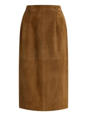 Giuliva Heritage The Carolina Suede Midi Skirt - Brown