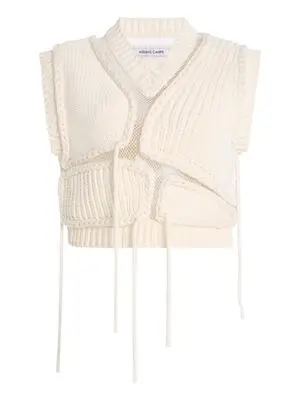AISLING CAMPS Sleeveless Cotton-blend Vest - Ivory