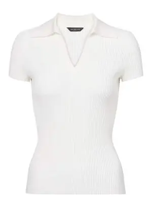 Balenciaga Ribbed Wool-blend Polo Sweater - White