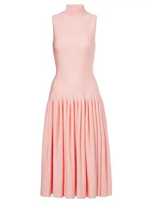 Alaïa Godet Midi Dress - Pink