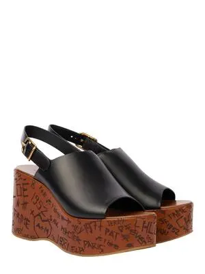 Chloé Maxime Leather Wedges - Black