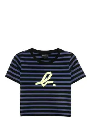 SPORT B. BY AGNÈS B. Crop Striped T-shirt - Black