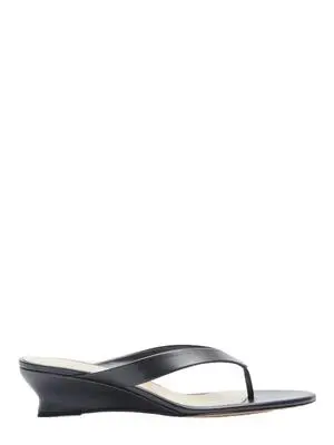 Le Monde Beryl Micro Wedge Leather Thong Sandal - Black