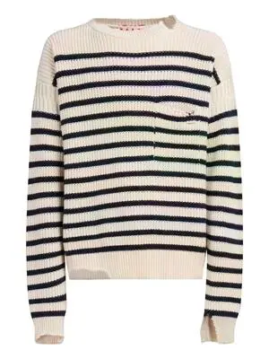 Marni Striped Virgin Wool Sweater - White