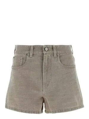 Fendi Stamp 1925 Logo-embroidered Denim Shorts - Neutrals