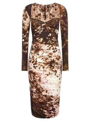 Roberto Cavalli Appaloosa-print Midi Dress - Brown