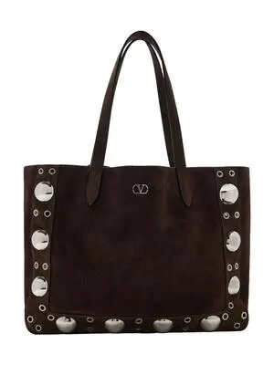Valentino Garavani Studded Suede Tote - Brown