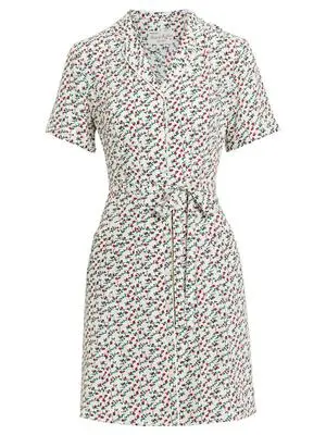 HVN Maria Floral-print Mini Shirt Dress - Off-white