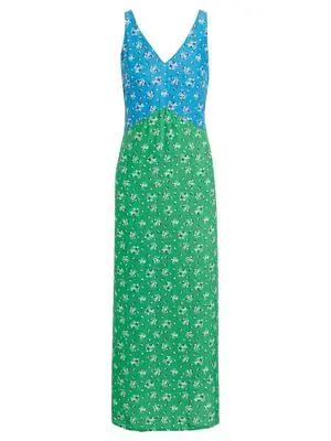 HVN Max Printed Silk-satin Maxi Dress - Green