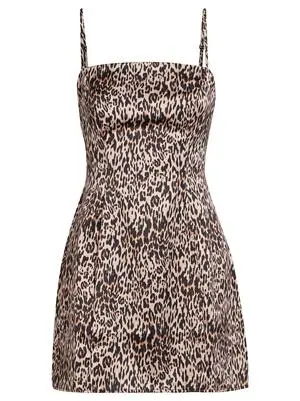 HVN Mia Leopard-print Mini Dress - Brown