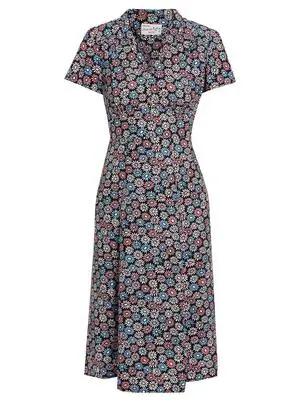 HVN Morgan Floral-print Silk Dress - Black