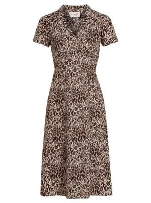 HVN Morgan Leopard-print Silk Dress - Brown