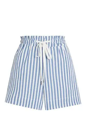 Veronica Beard Tijuana Striped Cotton-blend Seersucker Shorts - Blue