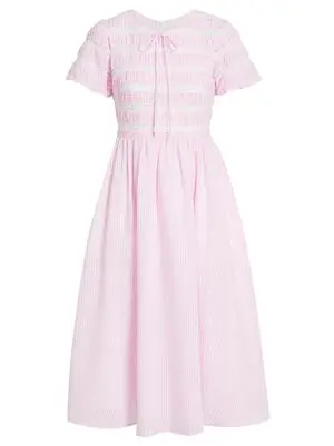 HVN Willow Lace-trimmed Gingham Cotton-seersucker Midi Dress - Pink